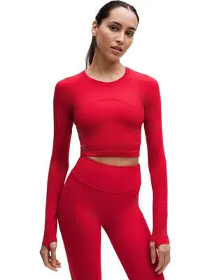 Lululemon Swiftly Tech Cropped Long-sleeve Shirt - Oxford Red/oxford Red