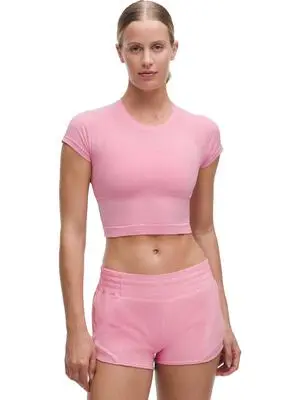 Lululemon Swiftly Tech Cropped Short-Sleeve Shirt 2.0 Candy Cloud/multi