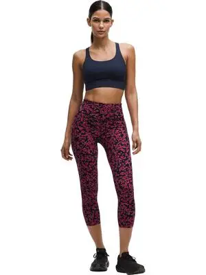 Lululemon Fast And Free High-rise Crop 23 - Floral Polka Red Multi
