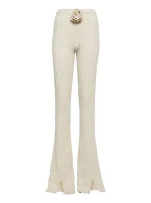 Magda Butrym Floral Appliqué Flared Pants - White