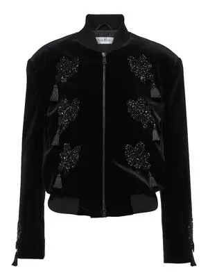 MAX MARA Max Mara Musette Embroidered Velvet Bomber Jacket