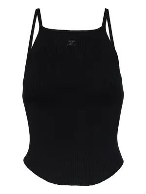 COURREGES Courrèges Ribbed-knit Tank Top - Black