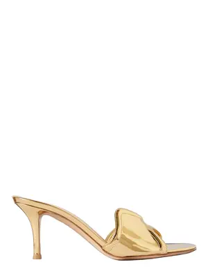 GIANVITO ROSSI Lucrezia 70 Mirrored-leather Mules - Gold