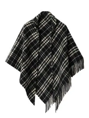 Burberry Check Wool Cashmere Cape - Black/calico