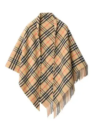 Burberry Check Wool Cashmere Cape - Sand