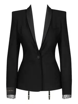 MAISON CLOSE Satin-trim Tailored Blazer - Black