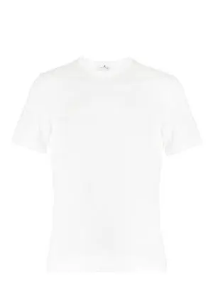 COURREGES Logo-embroidered Perforated Cotton T-shirt - White