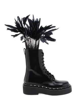Valentino Garavani 50mm Rockstud Combat Boots - Black