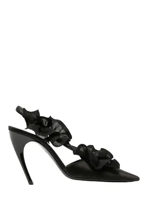 NENSI DOJAKA 115mm Ruffle-detail Satin Pumps - Black