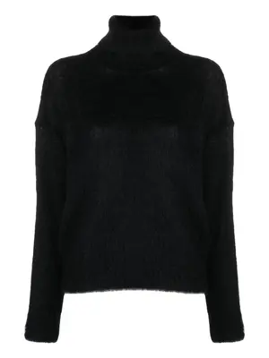 Saint Laurent Brushed-knit Roll-neck Jumper - Black