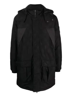 Emporio Armani Logo-patch Hooded Jacket - Black
