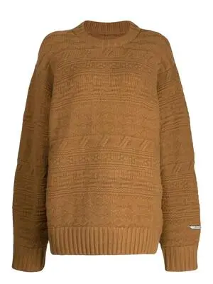 ADER ERROR Crew-neck Cable-knit Jumper - Brown