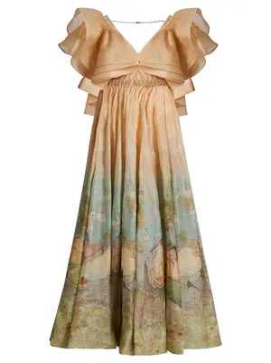 Zimmermann Lyrical Endormies-print Silk Gown - Neutrals