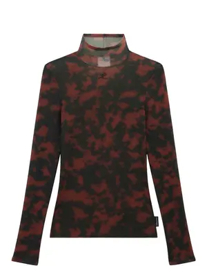 COURREGES Tortoiseshell-effect Mock Neck Top - Black
