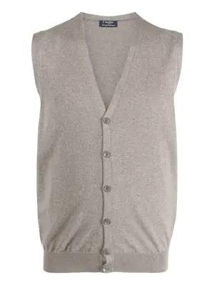 BARBA NAPOLI V-neck Fine Knit Cardigan - Neutrals