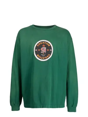 SAINT MXXXXXX Graphic-print Cotton Sweatshirt - Green