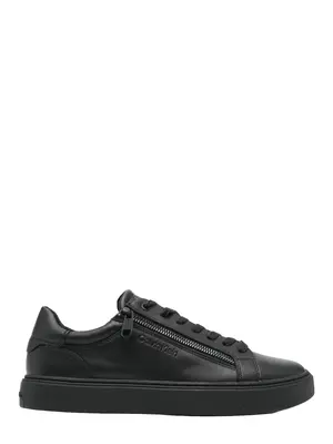 Calvin Klein Debossed Leather Sneakers - Black