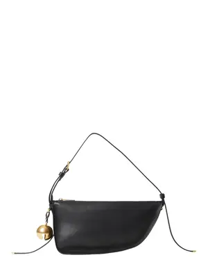 Burberry Shield Leather Shoulder Bag - Black