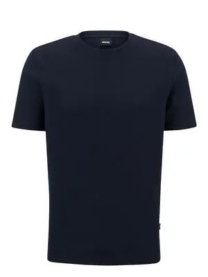 BOSS Logo-tag Bubble-jacquard Cotton T-shirt - Blue