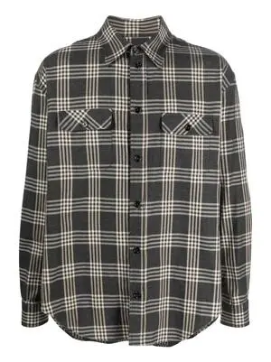1989 STUDIO Logo-print Checked Cotton Shirt - Grey