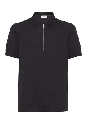 FERRAGAMO Logo-embroidered Cotton Polo Shirt - Black