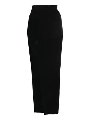 Rick Owens Side-slit Ribbed-knit Skirt - Black