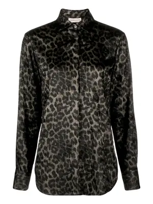 BLANCA VITA Leopard-print Satin Shirt - Grey