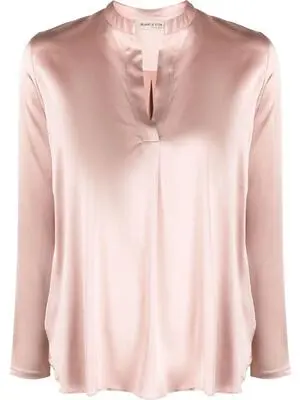 BLANCA VITA V-Neck Silk Blouse