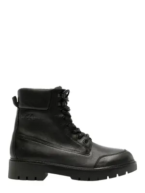 CALVIN KLEIN Calvin Klein Jeans Logo-Patch Leather Ankle Boots