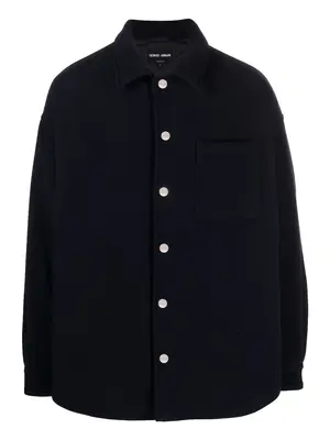 Giorgio Armani Felted Virgin Wool Shirt Jacket - Blue