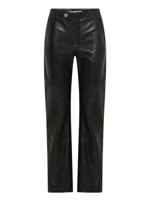DION LEE Panelled Leather Trousers - Black