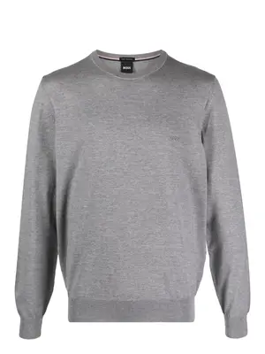 BOSS Fine-knit Virgin Wool Jumper - Grey