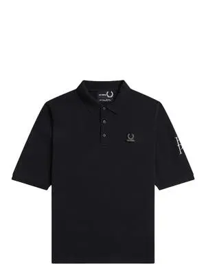Raf Simons Logo-plaque Cotton Polo Shirt - Black