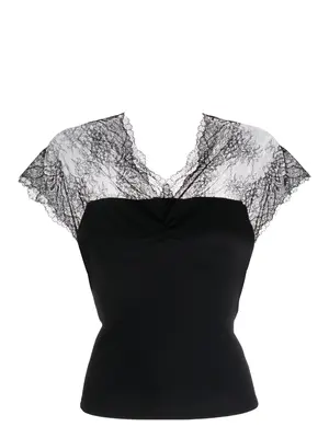 Maje Lace-trim Top - Black