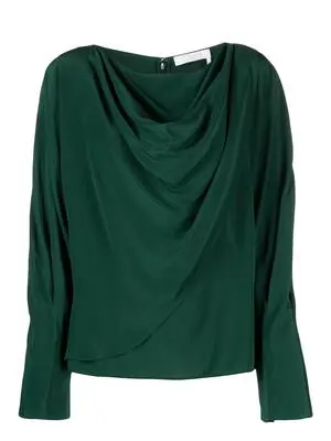 CHLOÉ Draped Boat-Neck Silk Blouse