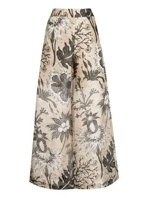 BIYAN Biyan Floral-Print High-Waist Palazzo Trousers