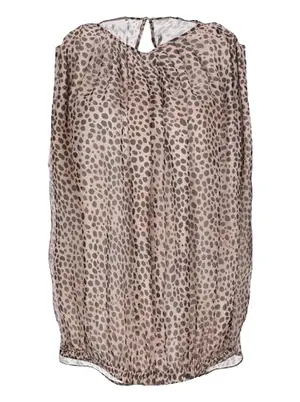 L' AUTRE CHOSE L' AUTRE CHOSE Silk Animal Print Top Beige