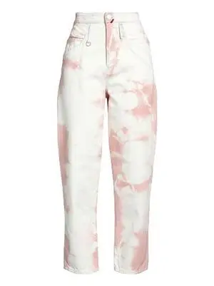 High Tapered Two-Tone Jeans Pink