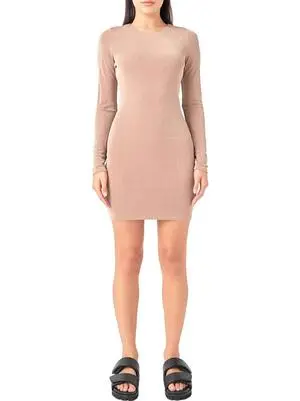 GREY LAB Long Sleeve Mini Sweater Dress - Taupe Grey