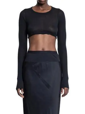Rick Owens Long Sleeve Crop Top - Black