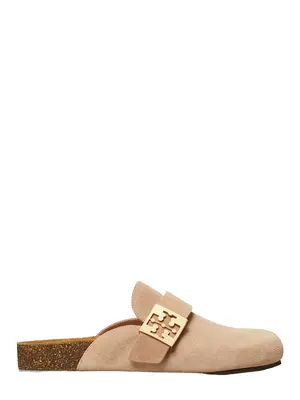 Tory Burch Mellow Suede Buckle Slide Mules - Malva  Gold