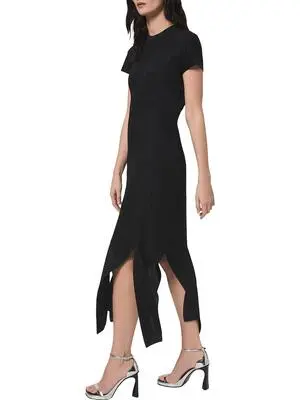 Stella McCartney Lurex Rib Knit Midi Dress - Black/navy