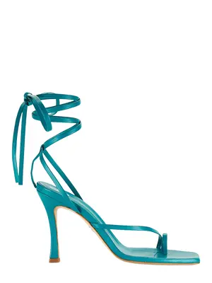 Brother Vellies - Women's Joyful Rebellion Bike 90MM Lace-Up Leather Sandals - Sky Blue 