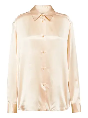 Khaite Argo Silk Charmeuse Blouse - Neutrals