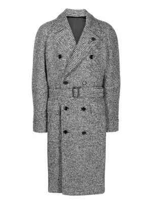 LARDINI Belted Double-breasted Coat - Black