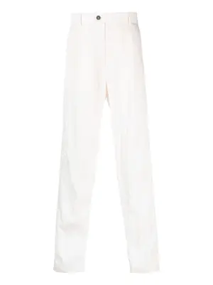 Giorgio Armani Crinkled Straight-leg Trousers - Neutrals