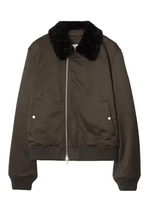 Burberry Zipped Shearling-collar Bomber Jacket - Brown