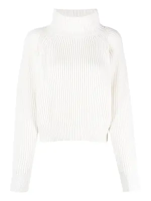 Lorena Antoniazzi Ribbed Knit High-neck Jumper - White