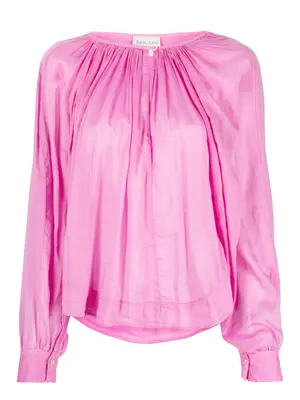 FORTE_FORTE Semi-sheer Pleated Blouse - Pink