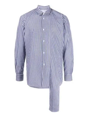 Comme Des Garçons Striped Layered Cotton Shirt - Blue